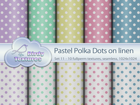 Second Life Marketplace - Birdy Textures - PASTEL POLKA DOTS on linen ...